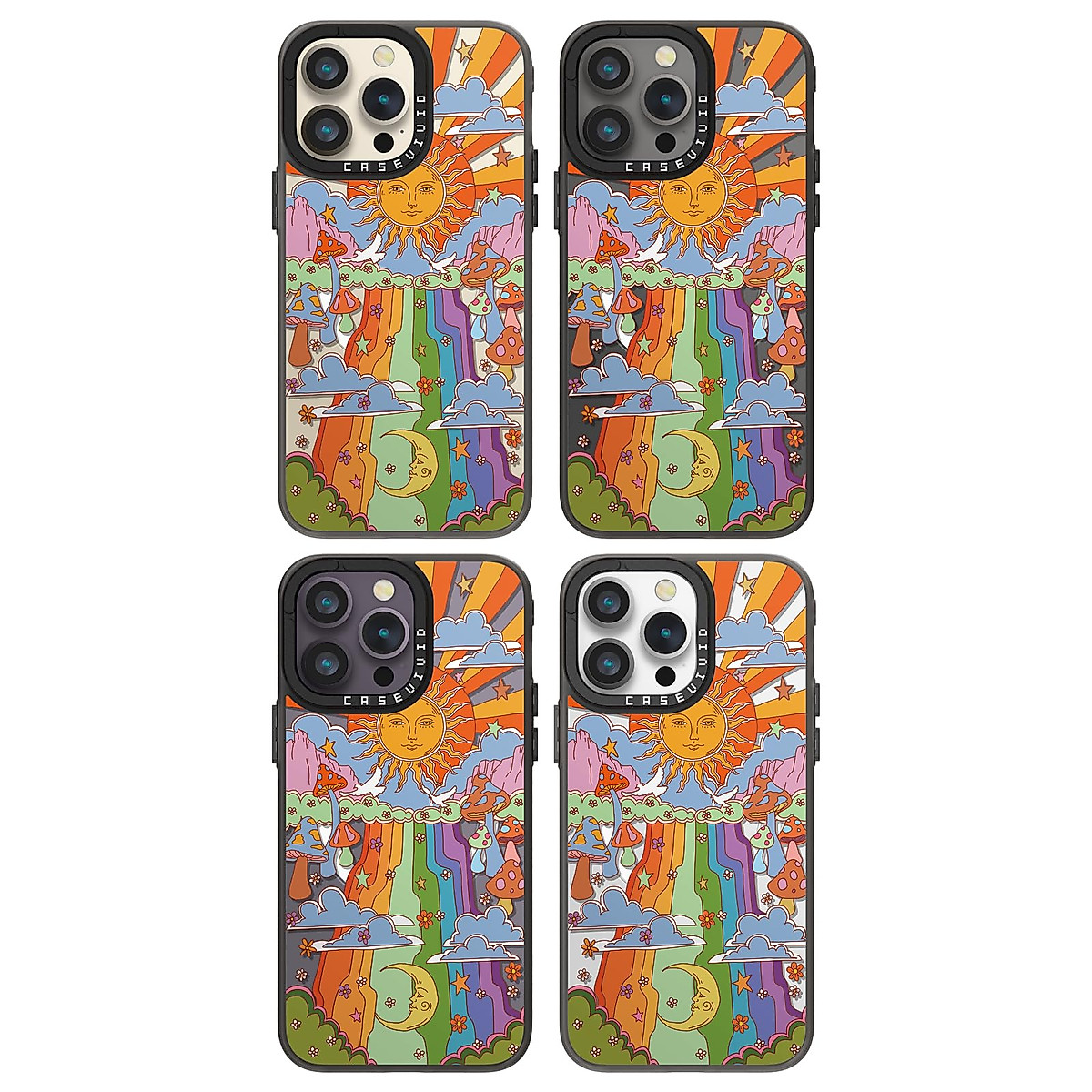 casevivid Compatible for iPhone 14 Pro Max Case Cute Aesthetic - Durable Fashion Funny Phone Case - Mushroom Pattern Print Soft Shockproof Cover 6.7" Black