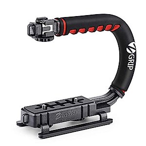 Zeadio Video Action Stabilizing Handle Grip Handheld Stabilizer with Hot-Shoe Mount for Canon Nikon Sony Panasonic Pentax Olympus DSLR Camera Camcorder