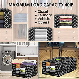 QYQBOON Large Clothes Storage Bags 100L Storage Bins Organizer Clothing Thicken Storage Containers for Comforter Blanket Bedding, Foldable with Reinforced Handle, Clear Window, Sturdy Zippers, 3 Pack…