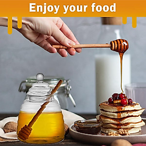 Eachave 16.9 Oz Honey Pot with Dipper, Glass Honey Jar and Dipper Set, Honey Dispenser, Beehive Honey Pot for Store Honey and Syrup(wooden stick)