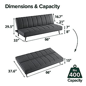ZINUS Quinn Sleeper Sofa / Convertible Sofa / Futon / 2 in 1 Folding Sofa Bed for Apartments, Guest Rooms, and Compact Spaces