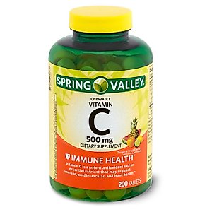 Spring Valley - Vitamin C Multiple Fruit Flavors 500 mg, 200 Chewable Tablets (2 Pack)