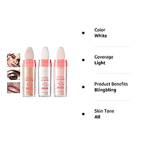 NewBang Polvo De Hadas Highlighter Powder Stick Makeup,Body Glitter Shimmer and Shine High Gloss Blush Contour Makeup,Smooth Sparkle Patting Powder for Face Eyes Lips Hair Body Glow -3 Colors