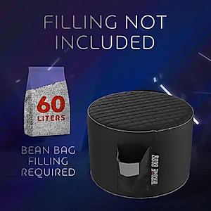 Throne Boss Gaming Footstool [Cover ONLY No Filling] - for Matching Gaming Bean Bag Chair - Pouf/Ottoman for Gaming Room - Round Gamer Foot Stool Footrest with Drink Holder (Black)