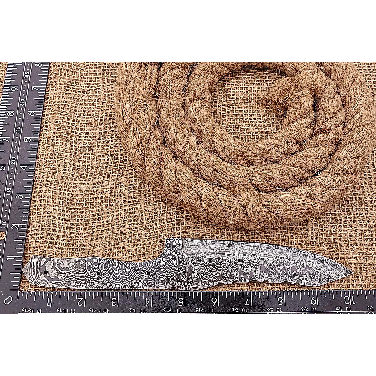 10 inches Long Damascus Steel Nessmuk Blade Skinning Knife, Knife Making Supplies, Hand Forged rain Drop Pattern Damascus Steel Blank Blade Hunting Knife, 5.25" Cutting Edge, 4.5" Scale Space