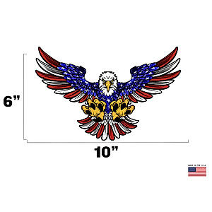Rogue River Tactical Large 10"x6" American Eagle USA Flag Car Decal Window Die Cut Patriotic Auto Bumper Sticker Vinyl Decal for Car Truck RV SUV Boat Support US Military