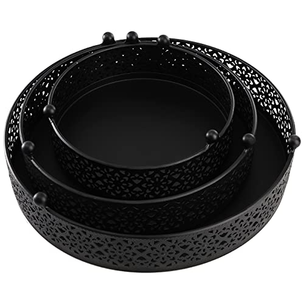 Hedume Set of 3 Black Cake Stand, Round Metal Cake Stands, Dessert Display Cupcake Stands, Wedding Brithday Party Celebration Dessert Display Plates-Black