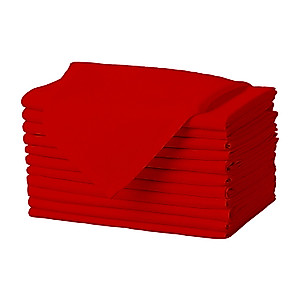 Gee Di Moda Cloth Napkins - 17 x 17 Inch Red Dinner Napkins - Set of 12 Soft & Absorbent Washable Fabric Cloth Table Napkins with Hemmed Edges for Hotel Restaurant, Holiday Parties & Wedding