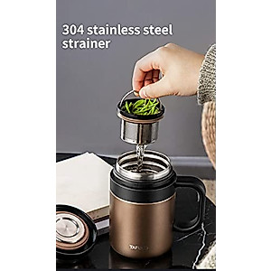 Insulated Stainless Steel Vacuum Thermal Coffee Tea Mug - 17 Oz | Stainless Steel Tea Strainer Loose Leaf Tea Mug with INFUSER