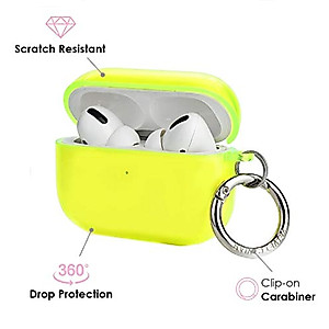 Velvet Caviar Neon Yellow AirPod Pro Case Cute Cover for Girls, Women with Keychain - Cool Protective Hard Cases Compatible with Apple AirPods Pro