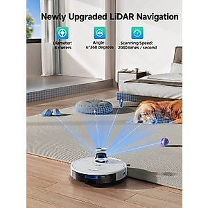 HONITURE Robot Vacuum and Mop Combo, Self Emptying Robotic Vacuum with Lidar Navigation, Smart App Mapping, 3500Pa Suction, Ideal for Pet Hair Carpet Hard Floor,Q6 SE