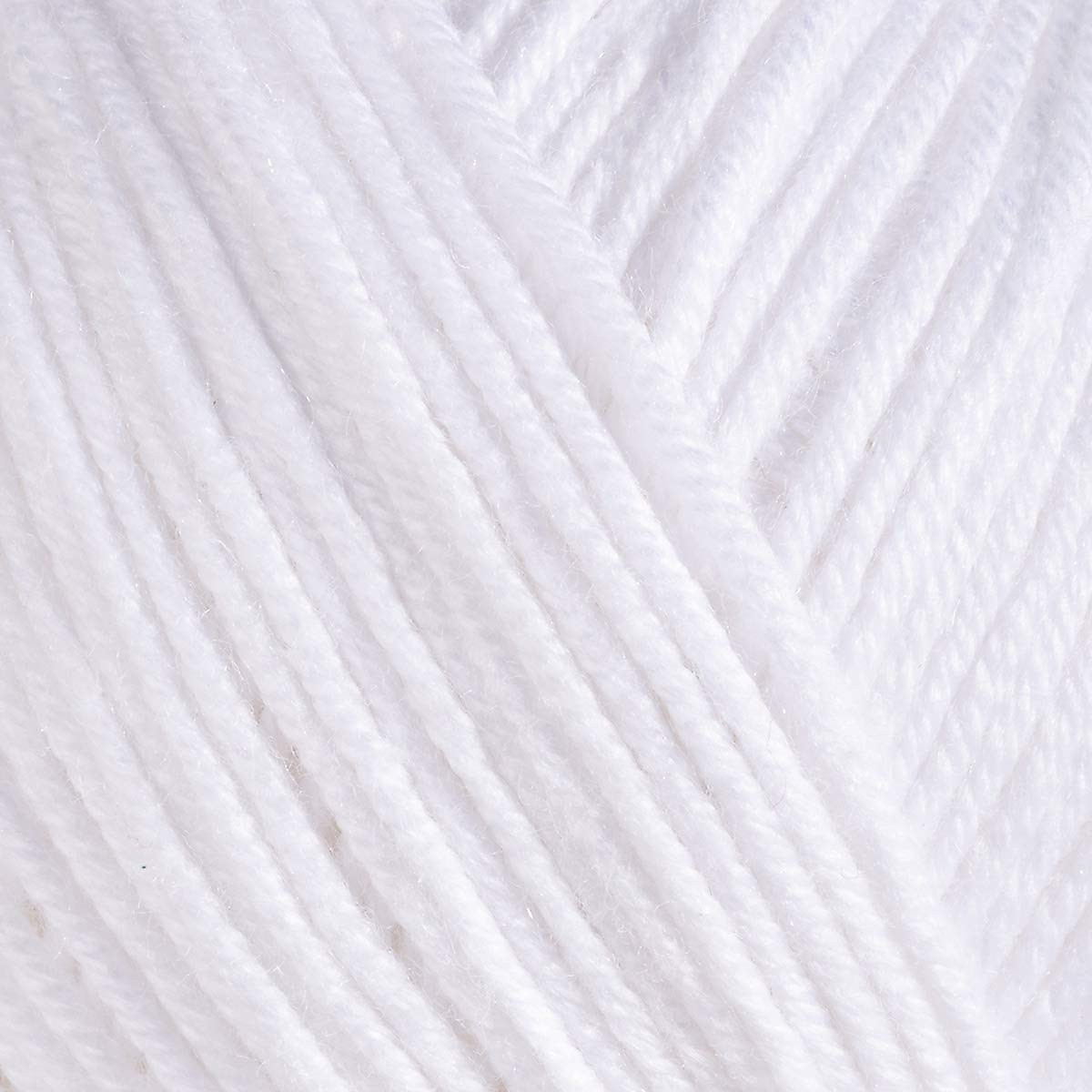 Estako Happy Cotton, 60% Cotton 40% Acrylic Yarn, Soft, Fine/Sport (2) for Crochet and Knitting 1.76 Oz (50g) / 180 Yrds (165m) (4110 - White)