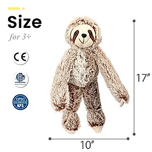 Easfan 17'' Sloth Stuffed Animal Realistic Cute Plush Toy Soft Tree Sloth Plushie Stuff Adorable Birthday for Kids Boys Girls, Brown