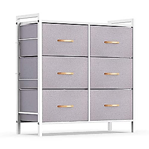 ROMOON Dresser Organizer with 6 Drawers, Fabric Storage Dresser Tower for Bedroom, Hallway, Entryway, Closets - Gray