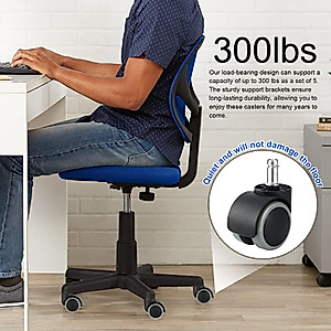 YIOVVOM 5PCS 2 Inch 11mm Universal Standard Size Roller Office Chair Replacement Wheels, Floor Protecting PU Plastic Office Chair Caster Wheels Standard Stem Size - Black/Gray