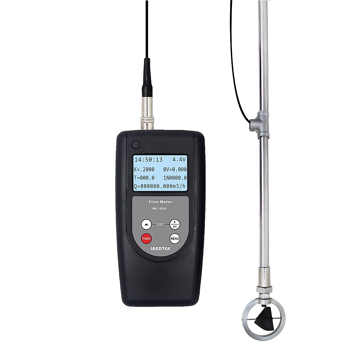 HOJILA Digital Water Flowmeter Water Flow Rate Meter FM-100V5 for Open Channels Flow Velocities Measurement, Range 0.01-5.00 m/s…