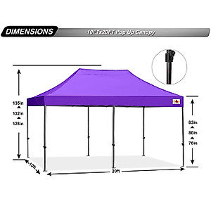 ABCCANOPY Patio Pop Up Canopy Tent 10x20 Commercial-Series(Purple)