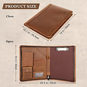Full Grain Leather Portfolio Binder, Padfolio Business Resume Legal Pad Notebook Binder for A4/Pad, Folio Leather Folder, Tablet Padfolio for iPad, Portfolio Organizer with Zipper for Women/Men