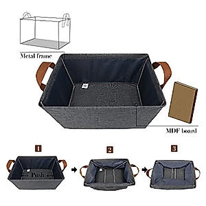 GRANNY SAYS Bundle of 2-Pack Closet Bins with Metal Frame & 2-Pack Rectangle Fabric Storage Bins