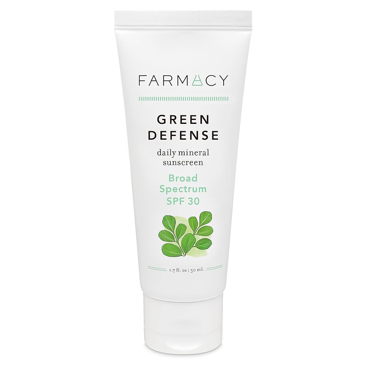 Farmacy Mineral Face Sunscreen SPF 30 - Broad Spectrum Zinc Oxide Sunscreen for Face - Daily Defense Sheer Mineral Sunscreen for Sensitive Skin - Absorbs Quickly + Leaves No White Cast (50ml)