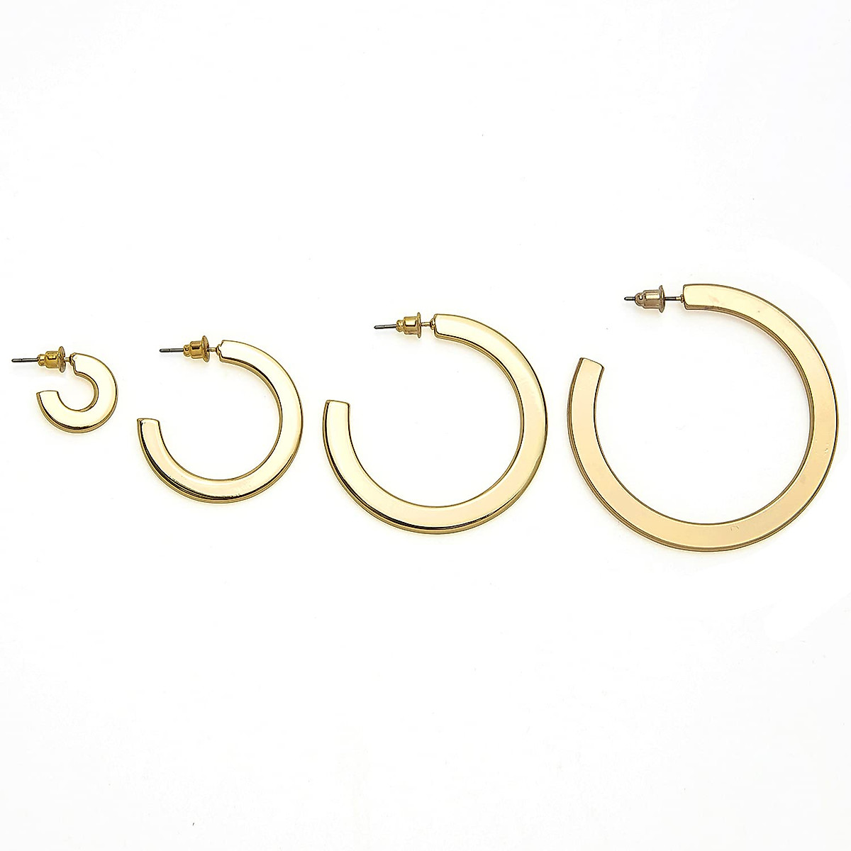PAVOI 14K Yellow Gold Hoop Earrings For Women | 4mm Flat Thick 30mm Infinity Gold Hoops Women Earrings | Gold Plated Loop Earrings For Women | Lightweight Hoop Earrings Set