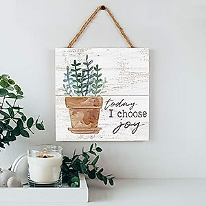 P. Graham Dunn Whitewash 7 x 7 Inch Wood Pallet Wall Hanging Sign, Today I Choose Joy Plant