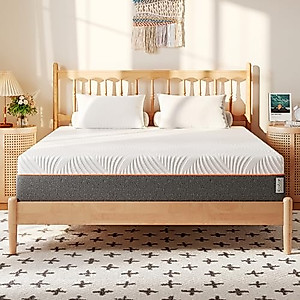 koorlian Queen Mattresses, 10 Inch Gel Memory Foam Mattress for Cooling Sleep & Pressure Relief, Queen Size Mattress in a Box with Knitted Cover, Motion Isolation, Fiberglass Free, Orange