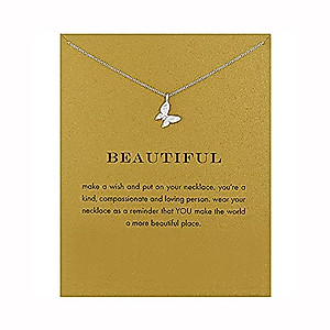 Qiuseadu 8Pack Friendship Unicorn Necklace Set Good Luck Elephant Pendant Chain Necklace with Message Card Party Favors Birthday Gifts for Girls Women (Silver)