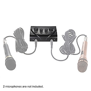 Btuty Karaoke Sound Mixer Dual Mic Inputs Audio Mixer Headphone Amplifier 2 Channel Mixer With Cable N-1 Black Color