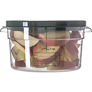 Carlisle FoodService Products Storplus Round Food Storage Container with Stackable Design for Catering, Buffets, Restaurants, Polycarbonate (Pc), 2 Quart, Clear, (Pack of 12)