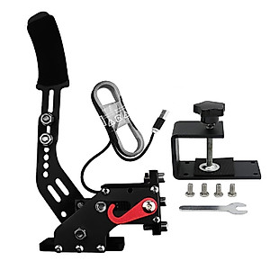 Obokidlyamor 64Bit PC USB Handbrake For 2 IN 1 Compatible with PS4/PS5 Console Controller and PC system; Work on For Logitech G29 Racing Steering wheel (With Clamp, Black)