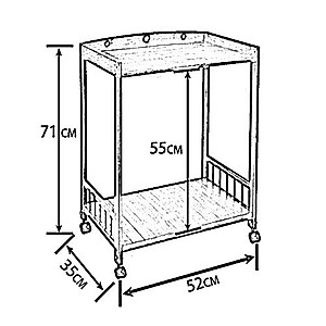 POCHY Multipurpose Catering Trolley Kitchen Trolley Island Rolling Serving Carts 2 Tier Solid Wood Utility Cart Guard Rails Lockable Wheels Organizer Removable 2 Sizes (Size : 52 x 35 x 71 CM)