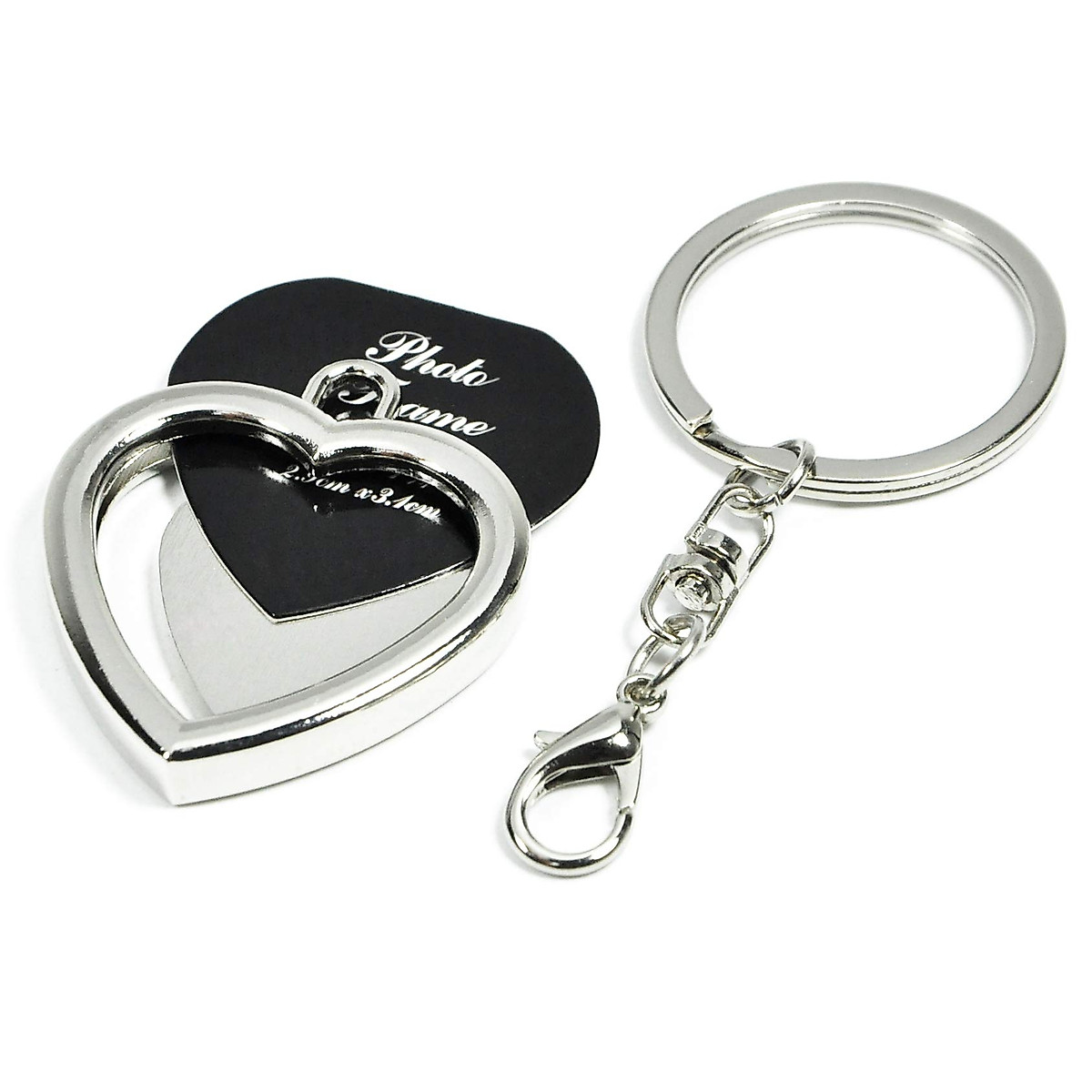 Elechobby Photo Keychain Keyring Picture Frames Commemorative Keychains (Silver Heart), Medium