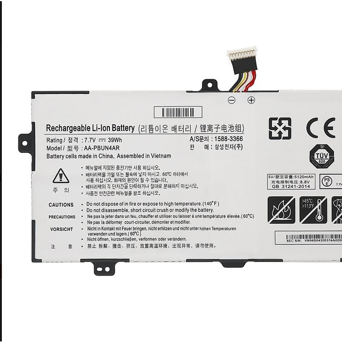 TsuLin AA-PBUN4AR 39Wh Laptop Battery Compatible with Samsung Notebook 9 Spin 900X5L 940X3L NP900X5L NP940X3L NT900X5P NT900X5H NT900X5W NT900X5L NT901X5L NT900X5M Series