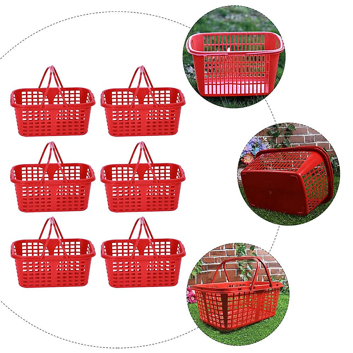 Cabilock 20pcs Small Fruit Basket Strawberry Cherry Basket Plastic Handle Basket Container Red Mini Shopping Basket Kids Adult Fruit Picking Basket 23. 5x17x11cm Random Patterns