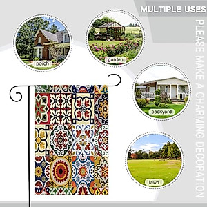 Double-sided garden flag Mexican Talavera Ceramic Tile Pattern Ethnic Folk Outdoor Flag Garden Flag Yard Outdoor Decoration （12×18in）.