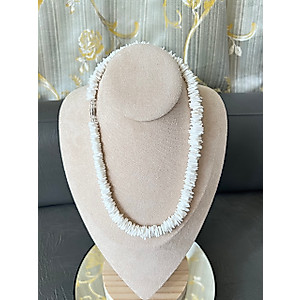Native Treasure 18" inch Mens and Womens Tropical Jewelry Polished White Rose Clam Chips Ark Shell Summer Beach Surfer Necklace From the Philippines