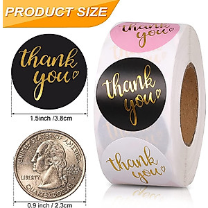 800Pcs Thank You Stickers 1.5", 4-Color Thank You Stickers Roll, Thank You for Small Business Adhesive Sticker Labels, Round Stickers for Business, Birthdays, Weddings, Giveaways, Party