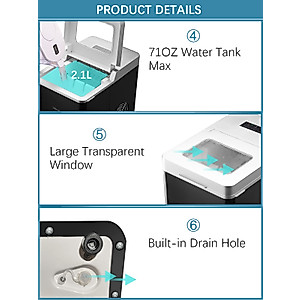 Ice Maker Countertop WANAI Portable Ice Making Machine with Ice Basket & Ice Scoop 33lbs Ice in 24Hrs L&S Bullet Size for Home Kitchen Party Bar