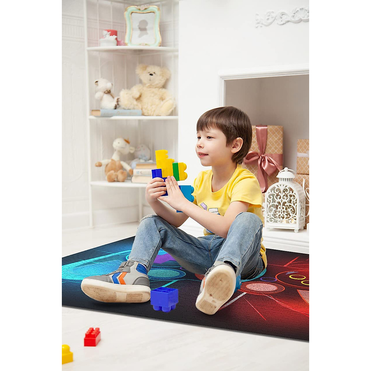 Tveinard Teens Boy Game Rug Gamepad Living Room Carpet Gamer Bedroom Controller Player Home Decor Non-Slip Gaming Carpet 39''*59''