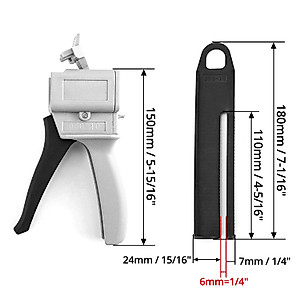 QWORK 50ml Dispensing Gun Kit, 10:1 Ratio Dental Impression Mixing Dispensing Dispenser Gun, Dental Tools