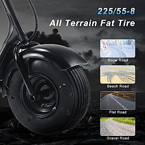 SAY YEAH Fat Tire Electric Scooter for Adult, 60V 18AH 2000W Lithium Commuter Citycoco Scooter Black, 32 MPH & 20 Miles Range, Adult Mobility Scooters, LED Light