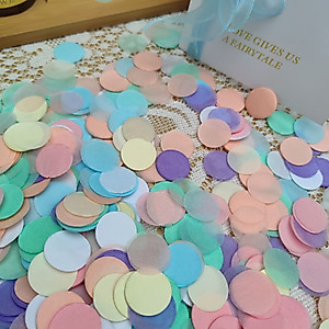 Mybbshower 1 Inch Pastel Tissue Paper Table Confetti Dots for Baby Shower Gender Reveal Birthday Party Decorations 2 oz