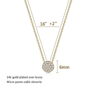 Valloey Rover Tiny Dot Pendant Necklace Dainty 14K Gold Plated Sterling Silver Round Dot Circle CZ Choker Necklace Jewelry Gift for Women (NCK-CZ-dot)
