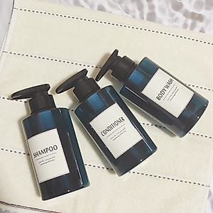 300ml Travel Shampoo Bottles Refillable,Empty Pump Plastic Dispensers 10 oz Shower Containers for Shampoo Conditioner Body Wash (Blue,1 Set)