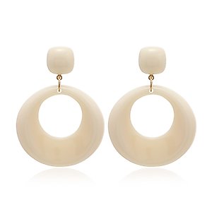 QUPENGXU Retro Simple Acrylic Earrings Exaggerated caramel colour Dangle Drop Earrings For Women (White)