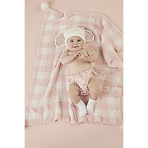 Mud Pie Children's Nursery Chenille Blanket, Pink Gingham, 34" x 28"