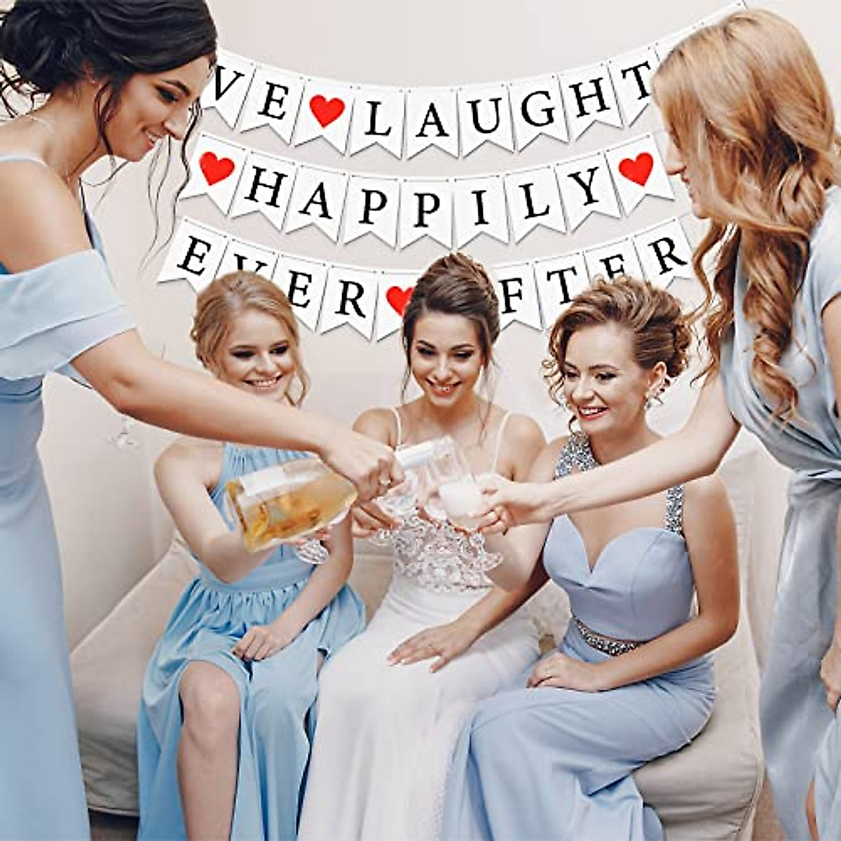 3 Pcs Bridal Shower Banner Love Laughter and Happily Ever After Banner Engagement Party Decorations Bachelorette Wedding Shower Supplies Bridal Shower Decorations Wedding Sign
