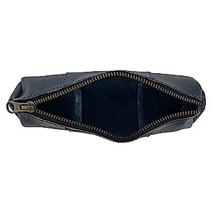 Hide & Drink, Rustic Leather Cylinder Case (Cords, Keys, Office & School Supplies, Change, Personal Items, Cables & Dongles) Raw Sueded Interior, Handmade Includes 101 Year Warranty :: Slate Blue