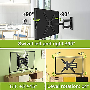 USX MOUNT Full Motion TV Wall Mount Fits for Most 26-55 Inch TVs 24" Extension Arm with Swivel Articulating Arm Rotation & Tilt, Corner Center Design TV Mount Bracket MAX VESA 400x400mm and 88lbs